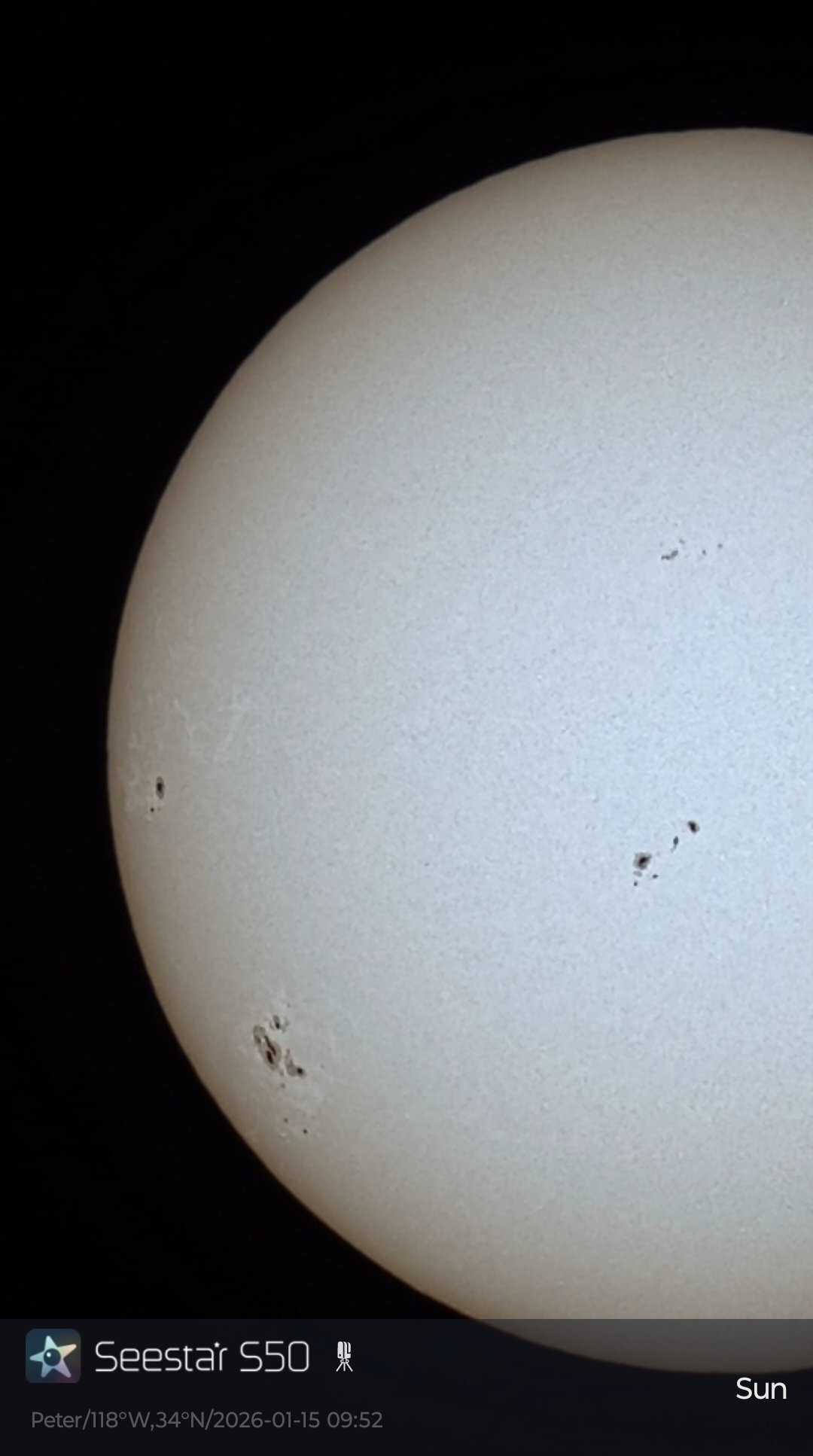 Sun on January 15, 2026 in WL/Seestar - Solar Observing and Imaging ...